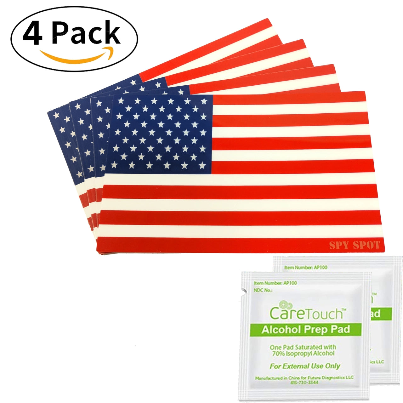 4 Pack USA American Flag Vinyl Stickers